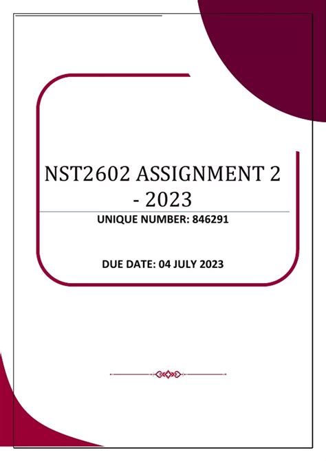 Nst2602 Assignment 2 2023 846291 Nst2602 Nst2602 Stuvia Sa