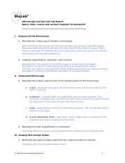 Microscope Cell LR Doc BioLab Microscope And The Cell Lab Report Name Date Course And Section