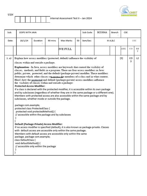 Iat 2 Oops Solution Pdf Method Computer Programming Class