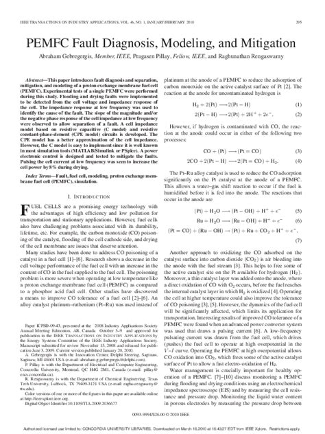 Pdf Pemfc Fault Diagnosis Modeling And Mitigation