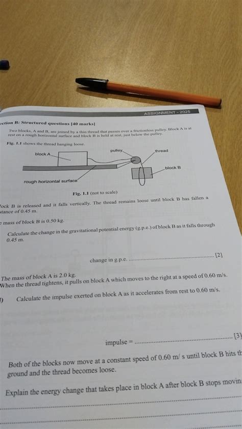 Assignment 2025 Two Blocks A And B Are Joined By A Thin Thread That