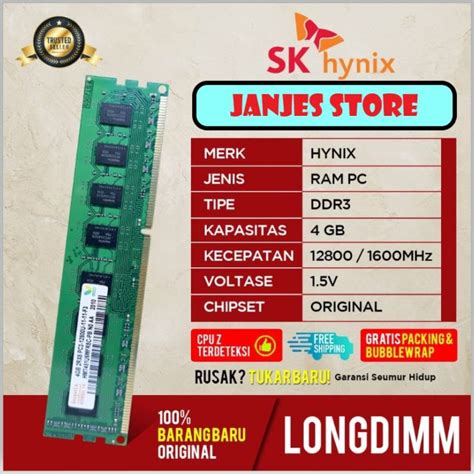 Ram Hynix Longdimm Ddr3 8gb Pc12800 Memori Hynix Ddr3 8gb Pc 12800 1600 Mhz 4gb 1 35v 1 5v
