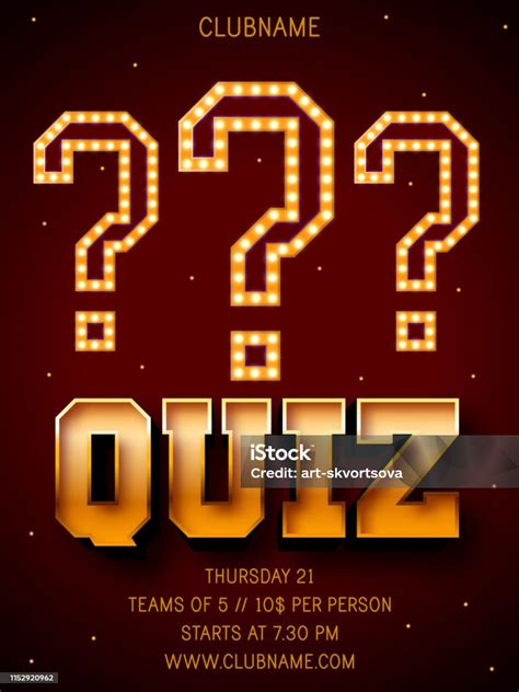 퀴즈 밤 발표 포스터 디자인 웹 배너 배경 벡터 일러스트 레이 션 술집 또는 술집에서 열리는 술집 퀴즈 나이트 클럽 현대 술집 팀 게임 질문 게임 빛나는 레트로 라이트 배너