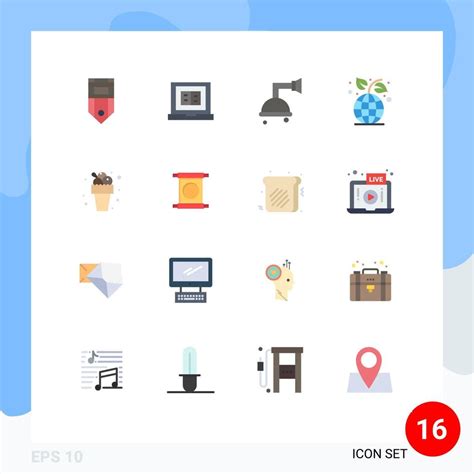 Flat Color Pack Of 16 Universal Symbols Of Meal Plant Online Environment Earth Day Editable Pack