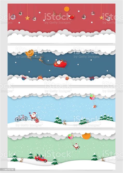 메리 크리스마스와 새해 복 분 인사말 카드 배경 컬렉션 크리스마스 장식 종이 컷 스타일 벡터 일러스트 레이션 12월에 대한 스톡 벡터 아트 및 기타 이미지 Istock