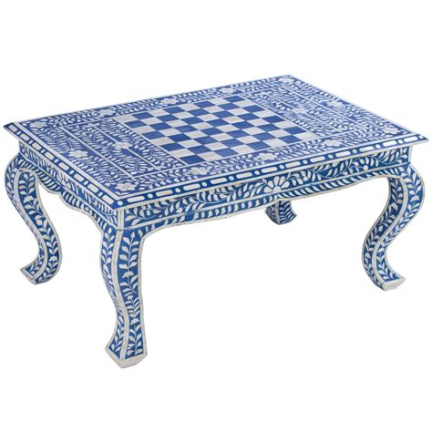 Стол синий отделка кость BLUE BONE INLAY CHESS COFFEE TABLE по цене 134 ...