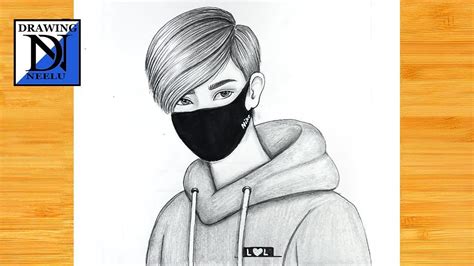 How To Draw A Boy With Mask Pencil Sketch For Beginner Boy