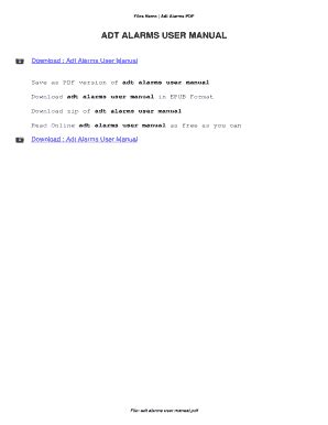 Fillable Online Adt Alarms User Manual Adt Alarms User Manual Fax Email Print PdfFiller