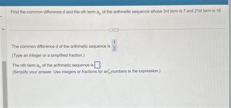 Solved Find The Common Difference D ﻿and The Nth Term An ﻿of