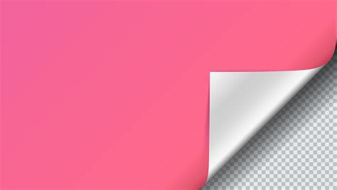 종이의 빈 시트에 그림자 페이지 컬 벡터의 그림자와 함께 색종이 드러 클로즈업 투명 한 배경에 고립입니다 종이 스티커 수평 3d 그림 0명에 대한 스톡 벡터 아트 및 기타