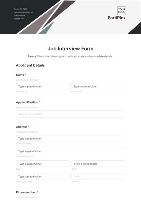 Free Interview Form Template To Edit Online