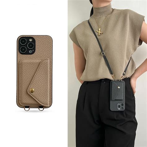Shoulder Strap Leather Wallet Iphone Case