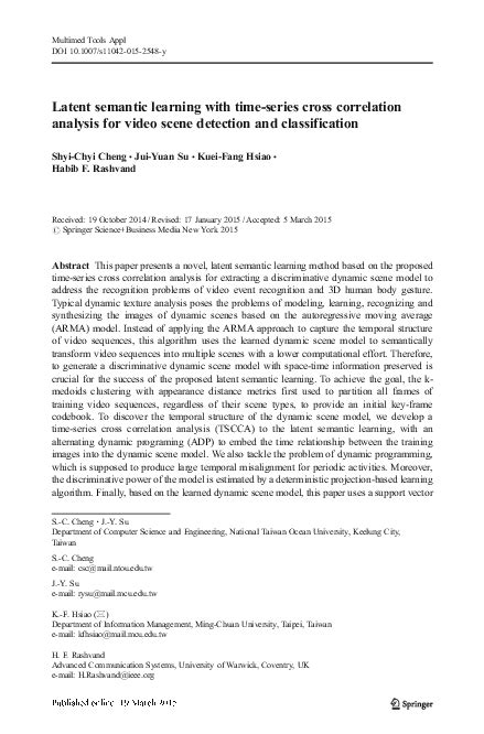Pdf Latent Semantic Learning With Time Series Cross Correlation