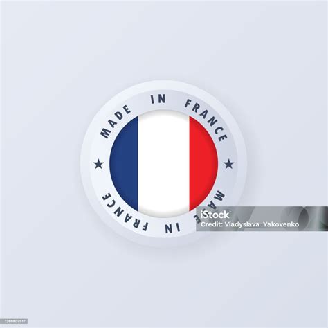 프랑스에서 제작 프랑스가 만들었습니다 프랑스 품질 엠블럼 라벨 기호 버튼 배지3d 스타일 프랑스 국기 프란시안 기호 벡터