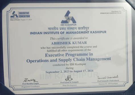 Thrilled To Share That I Have Completed The Executive Program In Operations And Supply Chain