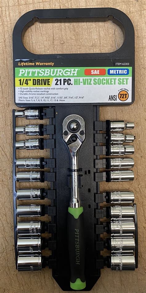 Pittsburgh High Visibility Socket Set Sae And Metric 14 Read Ebay
