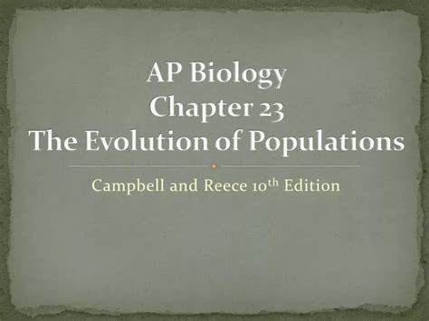 Ppt Ap Biology Chapter 23 The Evolution Of Populations Powerpoint