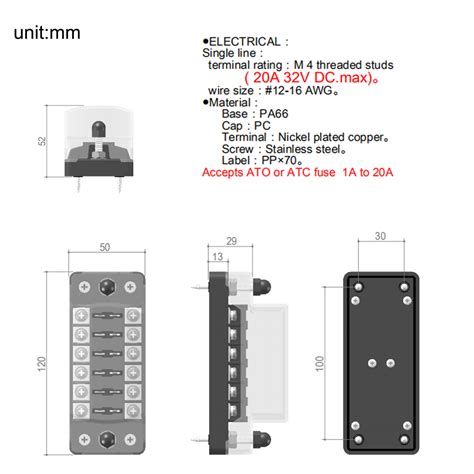 75A Circuit Fuse Block With Negative Bus 6 Way Fuse Box Ground Negativ Electronic Pro