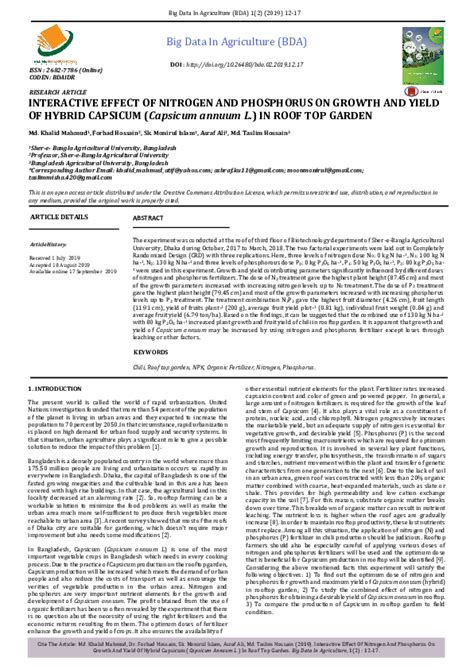 Pdf Interactive Effect Of Nitrogen And Phosphorus On Growth And Yie Ld Of Hybrid Capsicum
