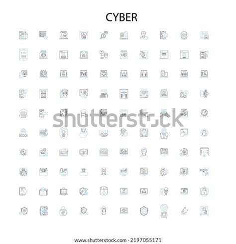 Cyber Icons Signs Outline Symbols Concept Stock Vector Royalty Free