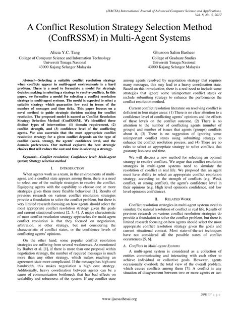 Pdf A Conflict Resolution Strategy Selection Method Confrssm In Multi Agent Systems