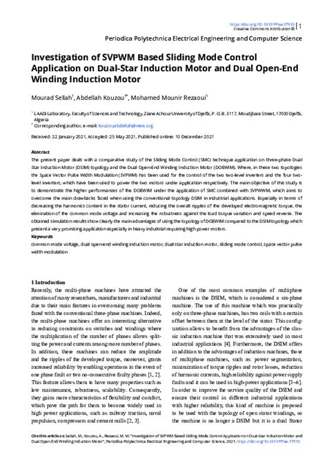 pdf investigation of svpwm based sliding mode control application on dual star induction motor