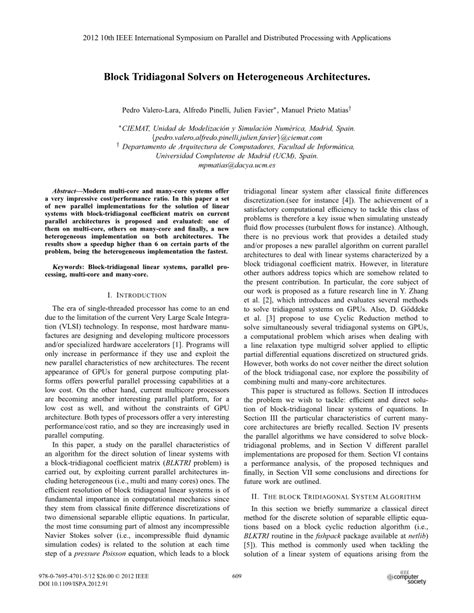 Pdf Block Tridiagonal Solvers On Heterogeneous Architectures