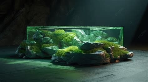 녹지 바위와 해초로 장식된 수중 3d 디스플레이 연단 돌 연단 3d 연단 3d 무대 배경 일러스트 및 사진 무료 다운로드 Pngtree