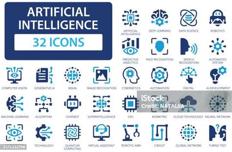 Ai 아이콘 세트 인공 지능 기계 학습 뇌 로봇 생성형 Ai 아이콘에 대한 스톡 벡터 아트 및 기타 이미지 아이콘 인공지능 테크놀로지 Istock