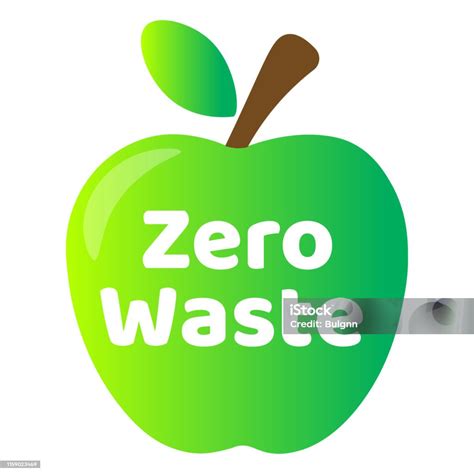 배경에 녹색 사과와 제로 폐기물 문자 텍스트 기호 또는 로고 폐기물 관리 개념 감소 재사용 재활용 및 폐기 에코 라이프 스타일