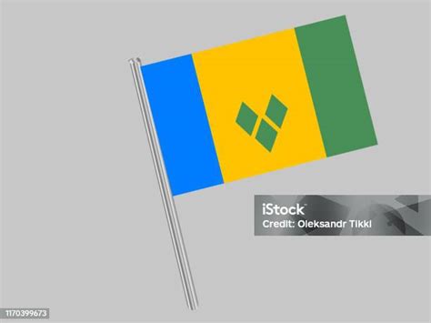 세인트 빈센트와 아름다운 국기의 그레나딘 깃대 원래 색상과 비율 웹 로고 아이콘 및 배경에 대한 놀라운 디자인 벡터 Gparphic 그림 국가 플래그 설정에서 국기에 대한