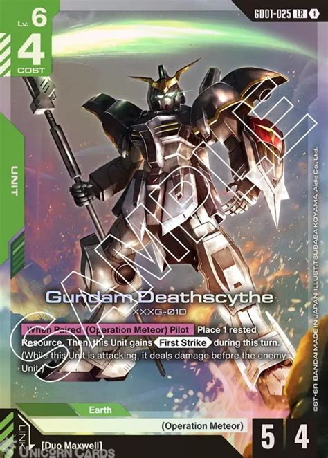 Gd01 025 Gundam Deathscythe Lr Holofoil Gundam Tcg Card Gd01 Newtype Rising Unicorn Cards