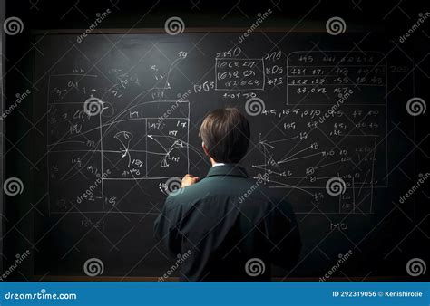 Teacher Or University Professor Writing Mathematics Calculations On Blackboard During Class