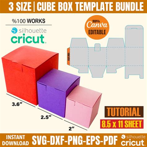 Cube Box Template Bundle Square Box Template Svg Box Svg Classic Box Template Simple Box Svg