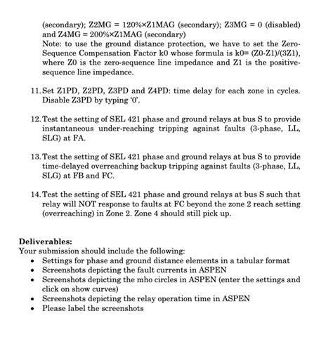 Calculate The Phase Distance Element Settings Chegg Com