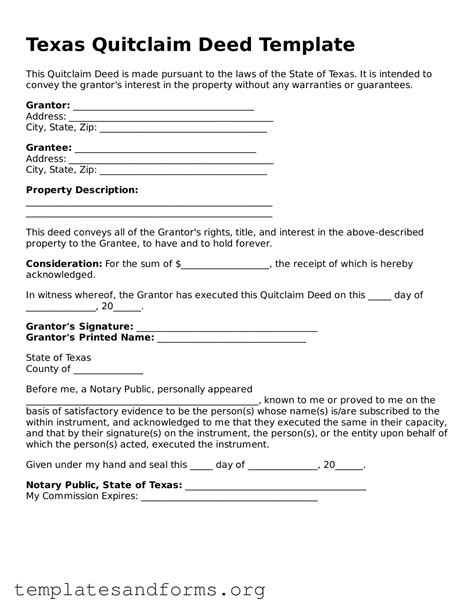 Valid Texas Quitclaim Deed Forms ️ Blank Pdf Template