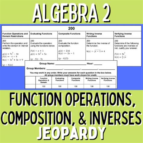 Function Operations Composition And Inverses Jeopardy Algebra 2