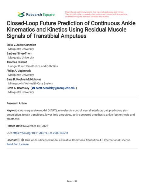 Pdf Closed Loop Future Prediction Of Continuous Ankle Kinematics And Kinetics Using Residual