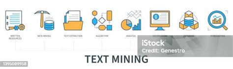 최소한의 플랫 라인 스타일의 텍스트 마이닝 인포 그래픽 개념에 대한 스톡 벡터 아트 및 기타 이미지 개념 검색 기술자 Istock