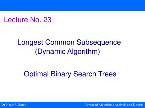 advanced algorithms analysis and design ppt download