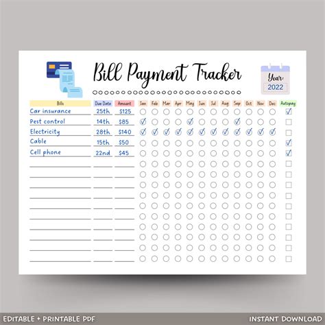 Free Printable Monthly Bill Organizer Bill Organizer Template 39