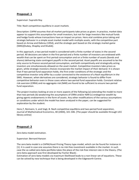 Proposal Mathematical Sciences