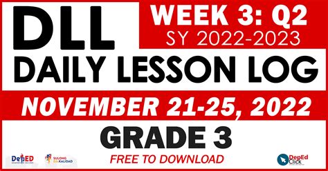 grade 3 daily lesson log quarter 2 week 3 nov 21 25 2022 deped click