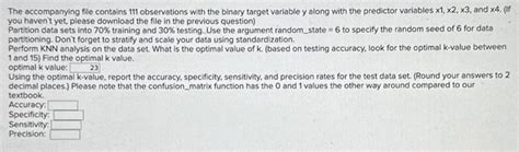 Solved The Accompanying File Contains 111 Observations With