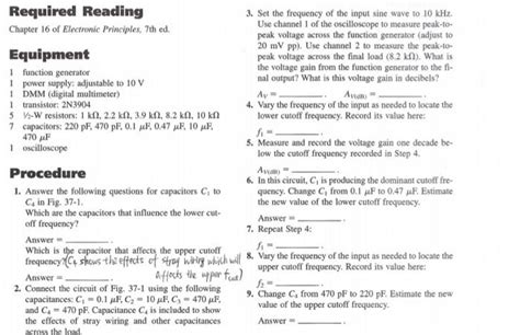 Solved Required Reading 3 Set The Frequency Of The Input