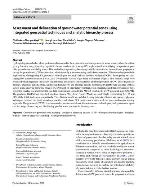 Pdf Assessment And Delineation Of Groundwater Potential Zones Using Integrated Geospatial