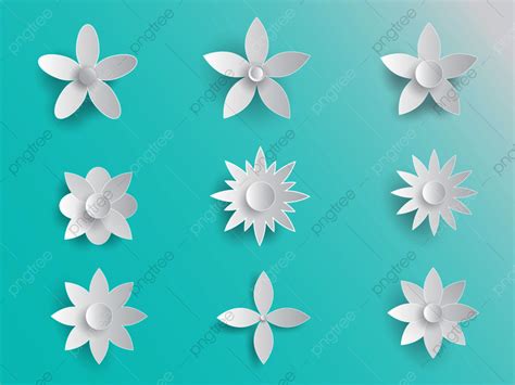 Paper Isolated Vector Png Images Paper Art Flowers Isolated Element Element Decoration