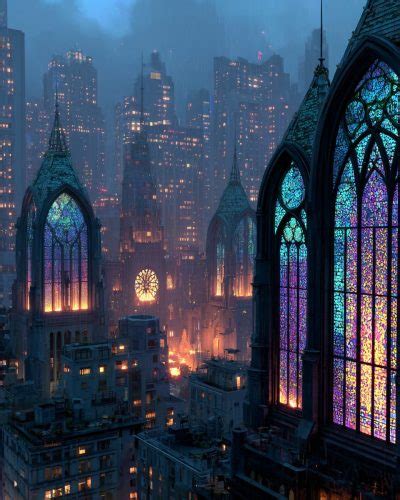 Colorful Stained Glass Buildings Of The City