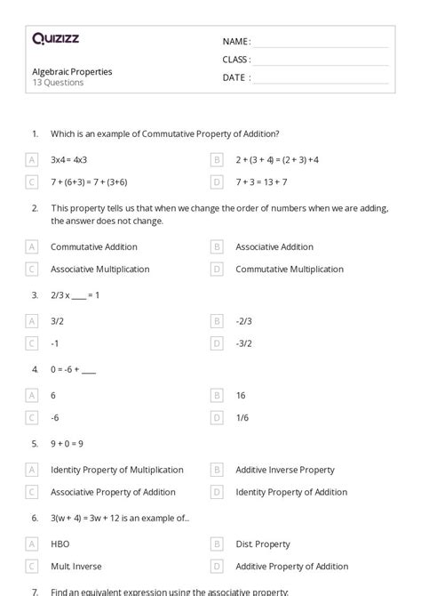 50 Distributive Property Of Multiplication Worksheets For 8th Grade On Quizizz Free And Printable