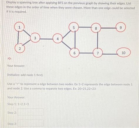 Solved Display A Spanning Tree After Applying Bfs On The